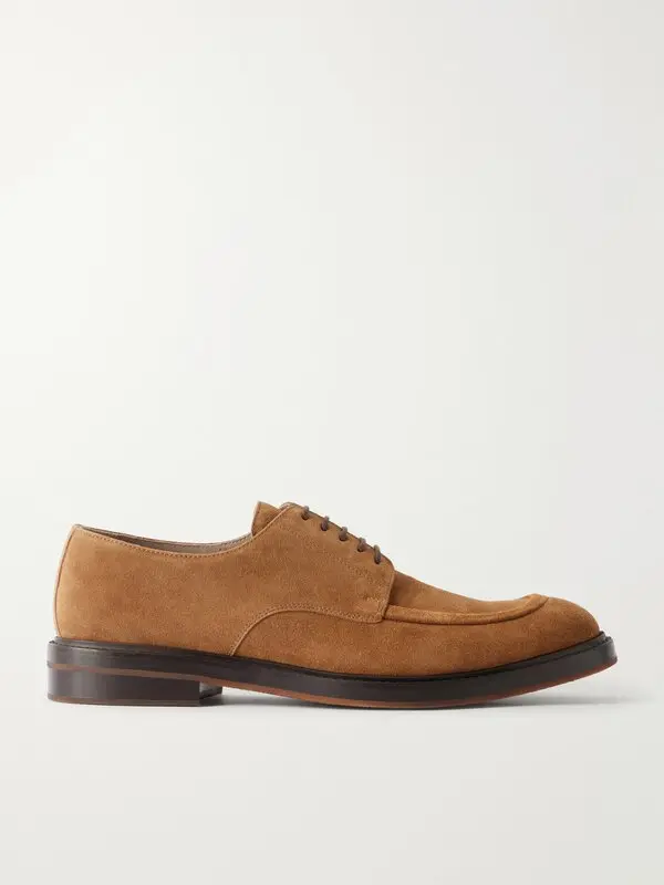 Manolo Blahnik Suede Derby Shoes - Neutrals