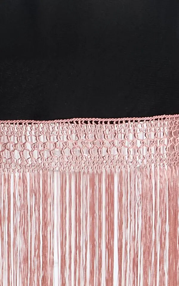 Alejandra Alonso Rojas Crepe Midi Dress With Dusty Pink Fringe