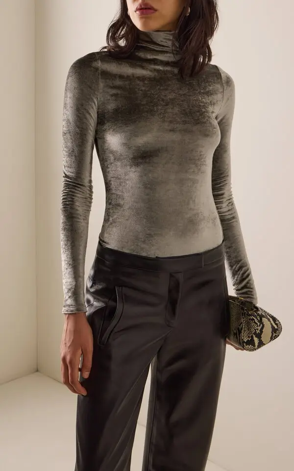 LEMAIRE High-neck Metallic Velvet Top