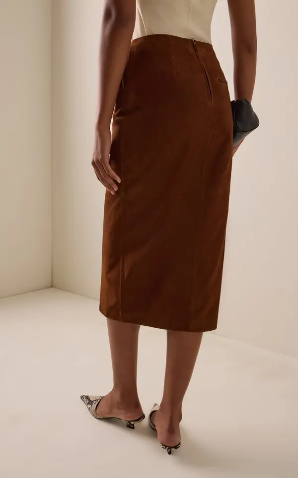 ROTATE BY BIRGER CHRISTENSEN Pencil Suede Midi Skirt