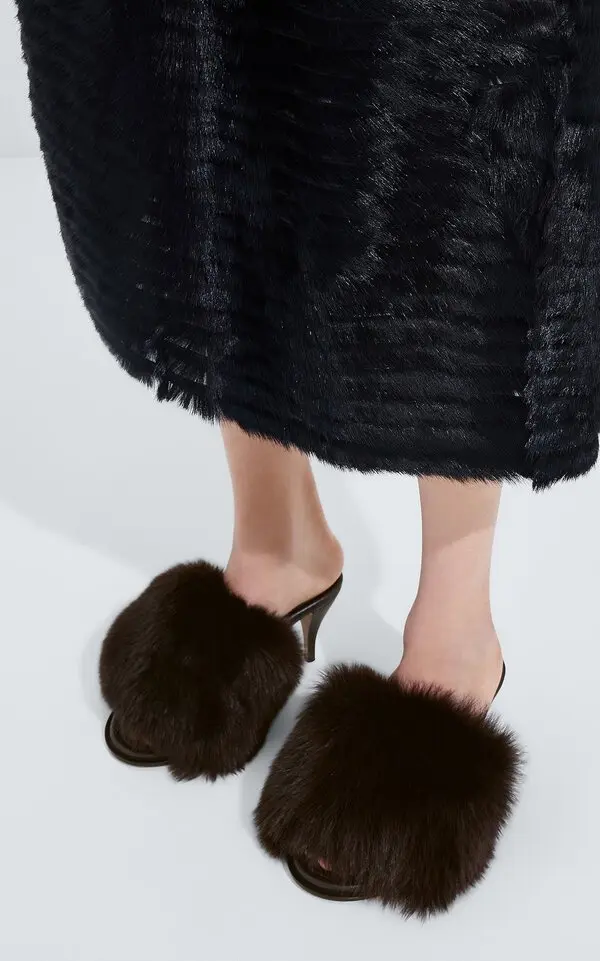Bottega Veneta Cherry Shearling Mules