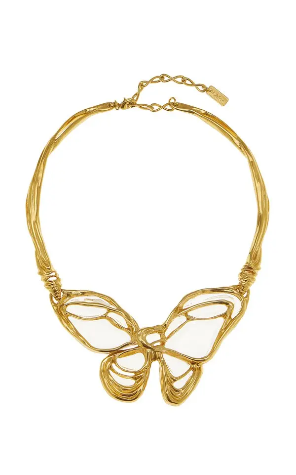 Chloé Butterfly Resin And Brass Necklace - Gold