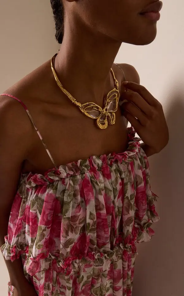 Chloé Butterfly Resin And Brass Necklace