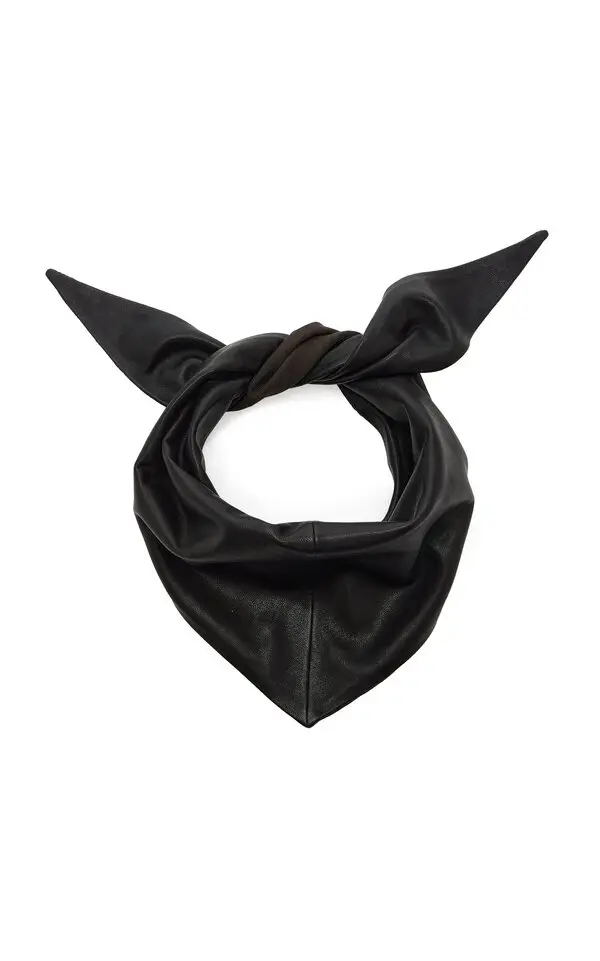 LEMAIRE Large Leather Triangle Scarf - Black