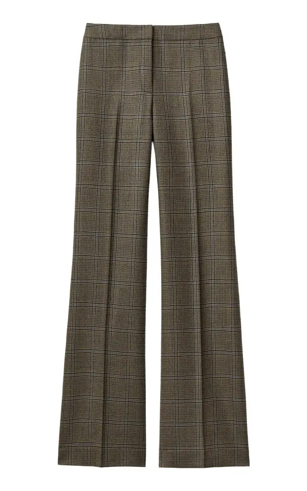 Lafayette 148 New York Lafayette Glen Plaid Wool Flare Pants - Olive