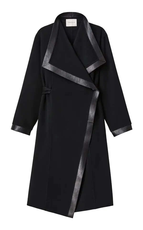 Lafayette 148 New York Belted Cashmere A-line Coat - Black
