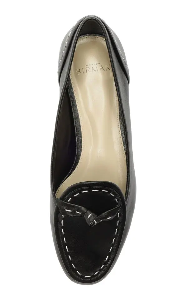 ALEXANDRE BIRMAN Slim Clarita Topstitch Leather Loafers