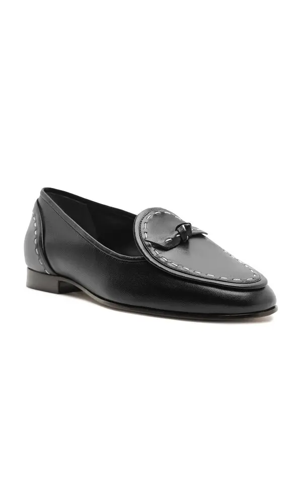 ALEXANDRE BIRMAN Slim Clarita Topstitch Leather Loafers