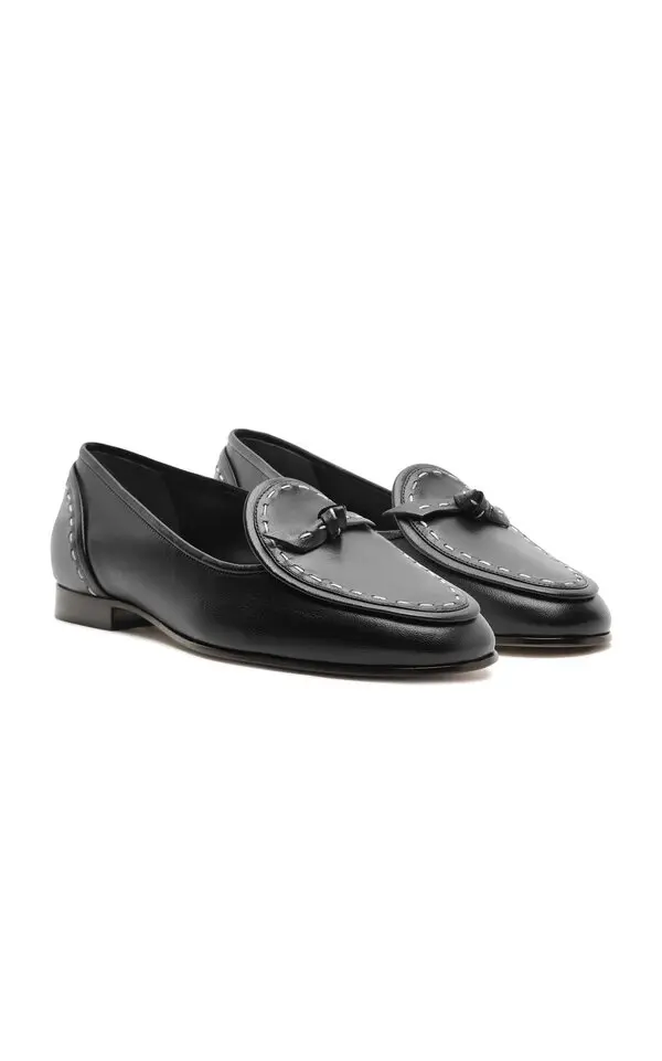 ALEXANDRE BIRMAN Slim Clarita Topstitch Leather Loafers