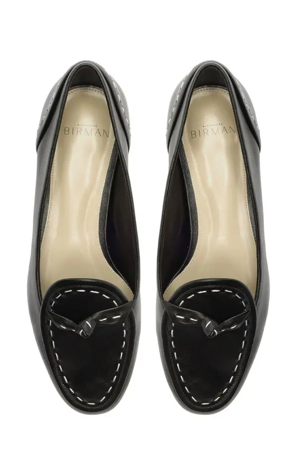 ALEXANDRE BIRMAN Slim Clarita Topstitch Leather Loafers