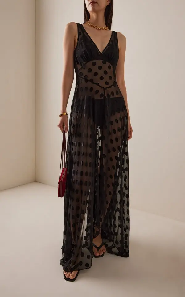 FLEUR DU MAL Silk Dot Gown
