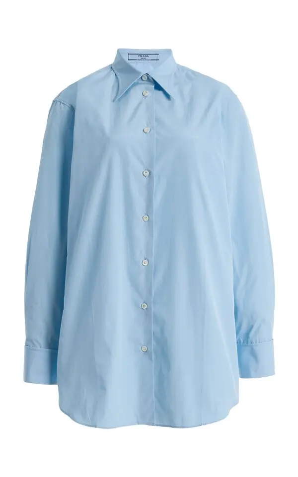 Prada Popeline Button-down Cotton Shirt - Blue