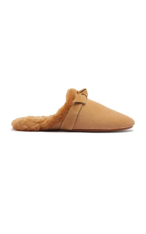 ALEXANDRE BIRMAN Clarita Babouche Shearling Mules - Brown