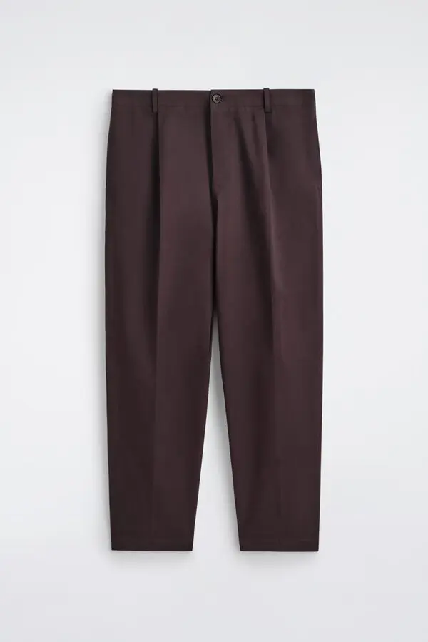 Cos Cropped Cotton Relaxed-fit Straight-leg Pants - Brown
