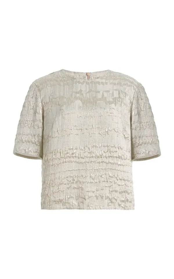 Partow Dina Silk-blend Jacquard Top - Silver