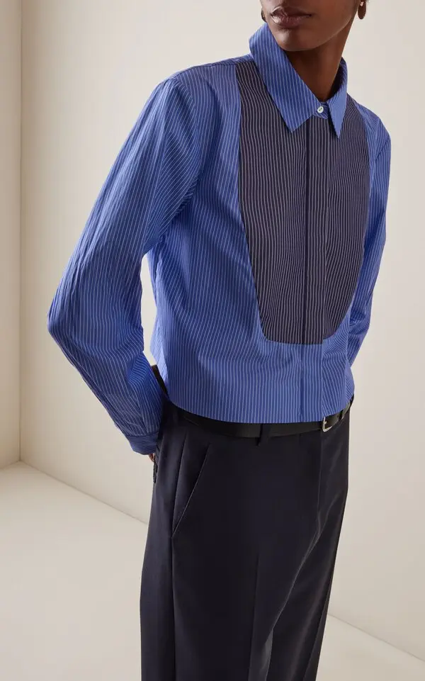 Partow Warren Cropped Pinstripe Shirt