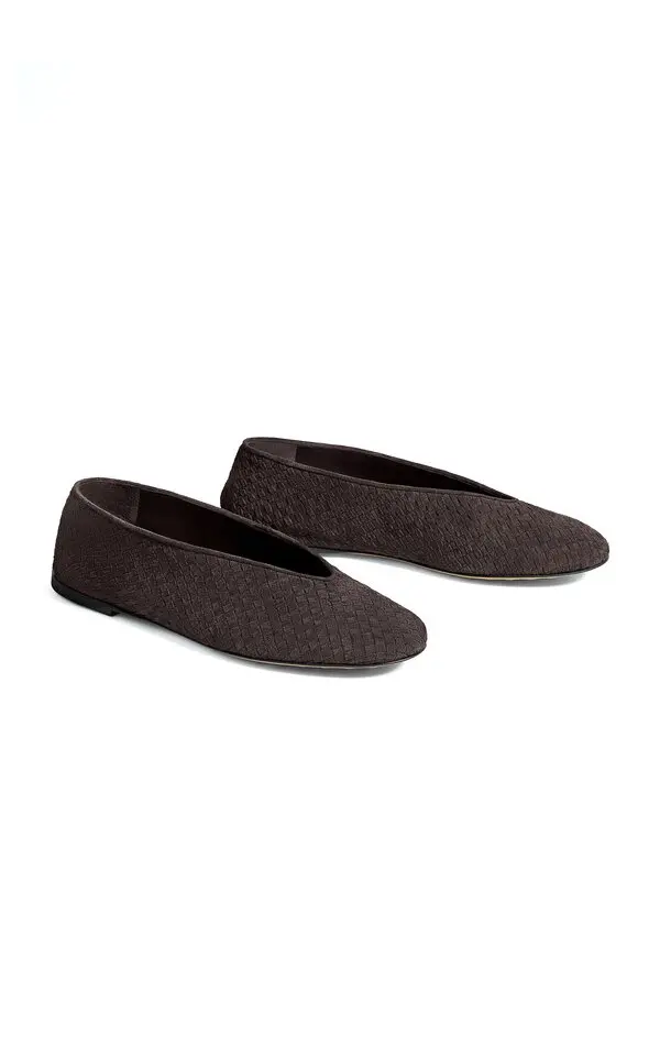 Bottega Veneta Rosa Intrecciato Suede Ballet Flats