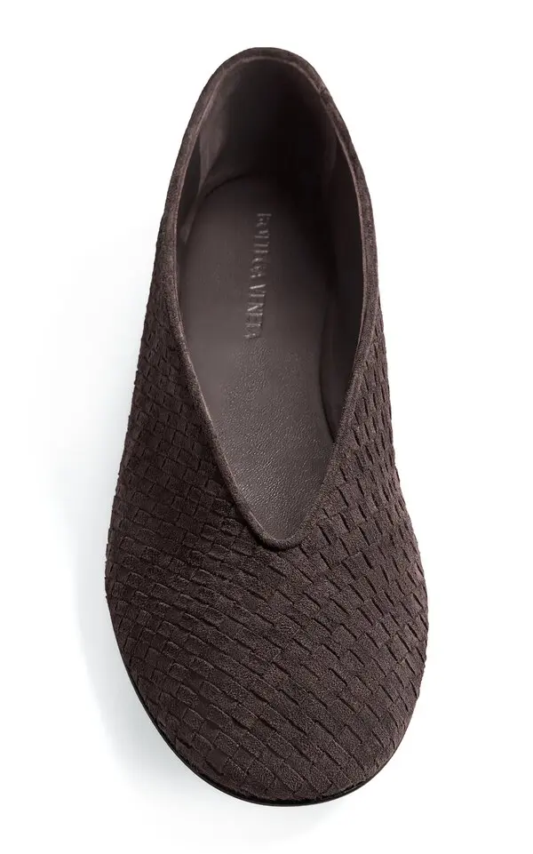 Bottega Veneta Rosa Intrecciato Suede Ballet Flats
