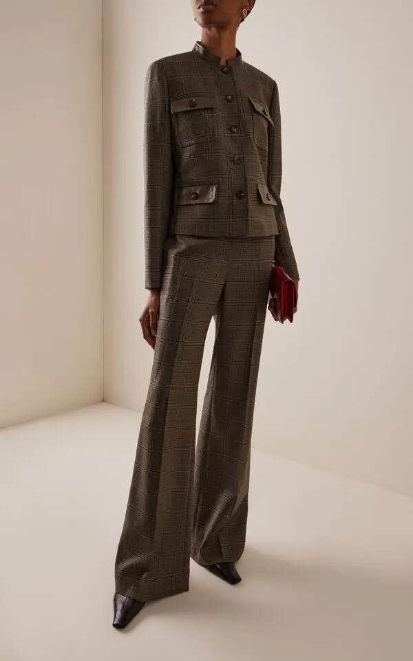Lafayette 148 New York Glen Plaid Wool Cropped Jacket