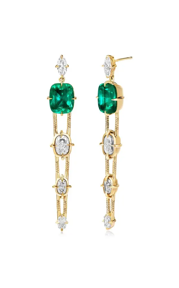 Moritz Glik 18k Yellow Gold Ita Earrings - Green