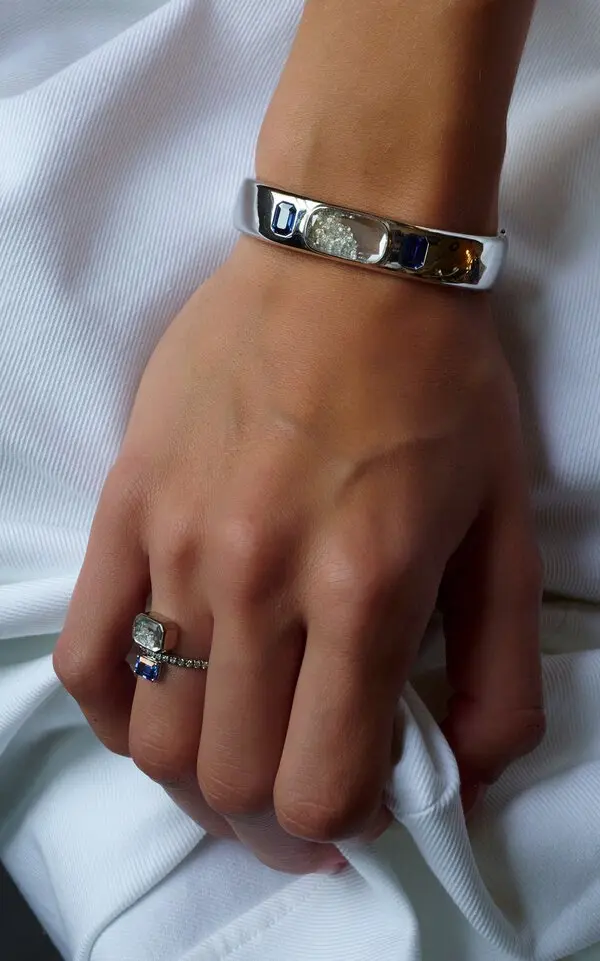 Moritz Glik 18k White Gold Brado Bangle Bracelet