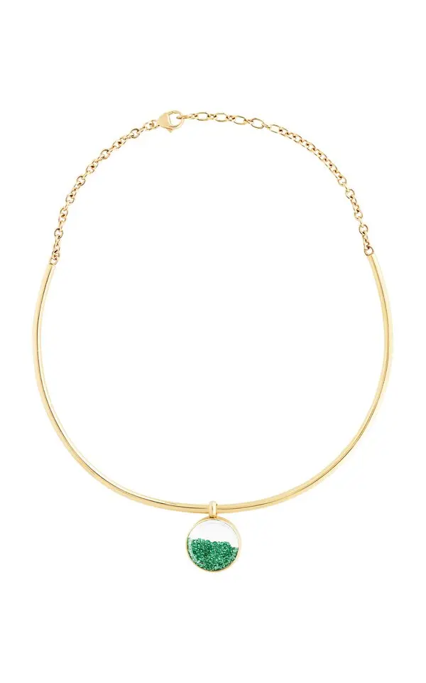 Moritz Glik 18k Yellow Gold Trapezio Choker Necklace Emerald