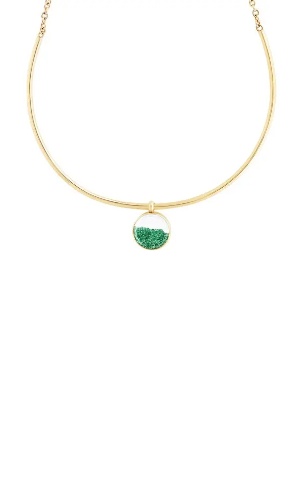 Moritz Glik 18k Yellow Gold Trapezio Choker Necklace Emerald