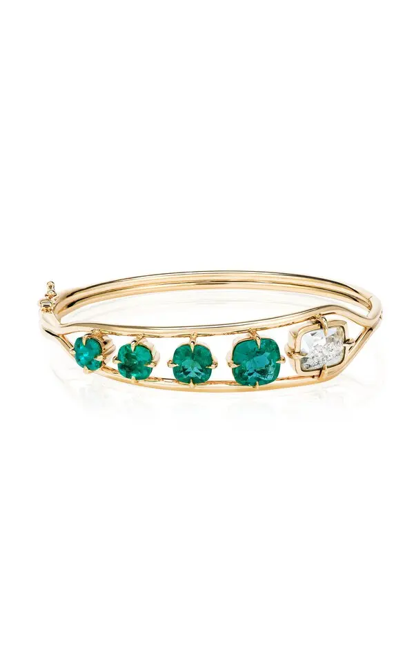 Moritz Glik 18k Yellow Gold Ita Bangle - Green