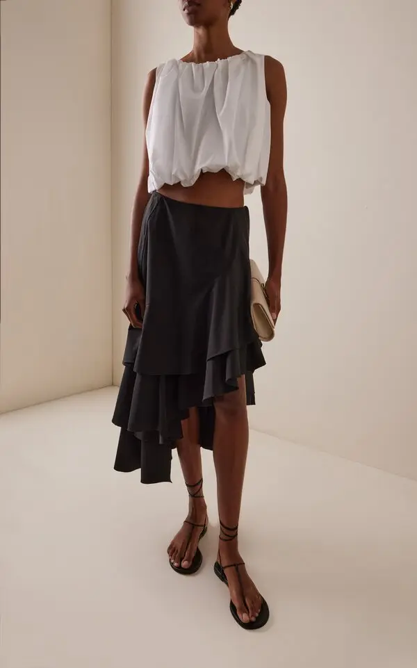 Co Asymmetric Cotton Poplin Full Skirt