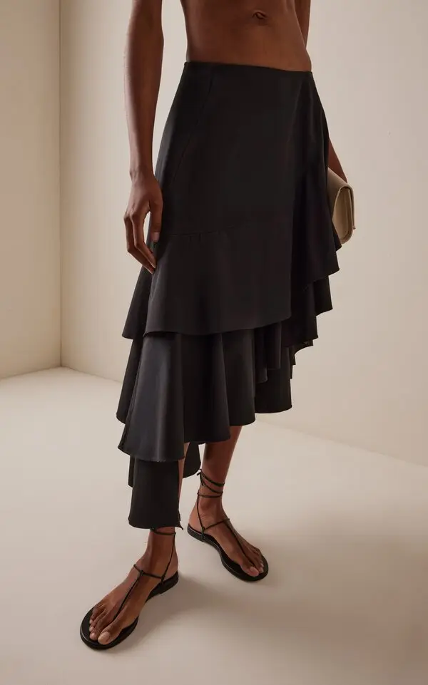 Co Asymmetric Cotton Poplin Full Skirt