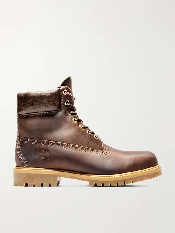 Timberland Premium 6-inch Distressed-effect Leather Lace-up Boots - Dark Brown