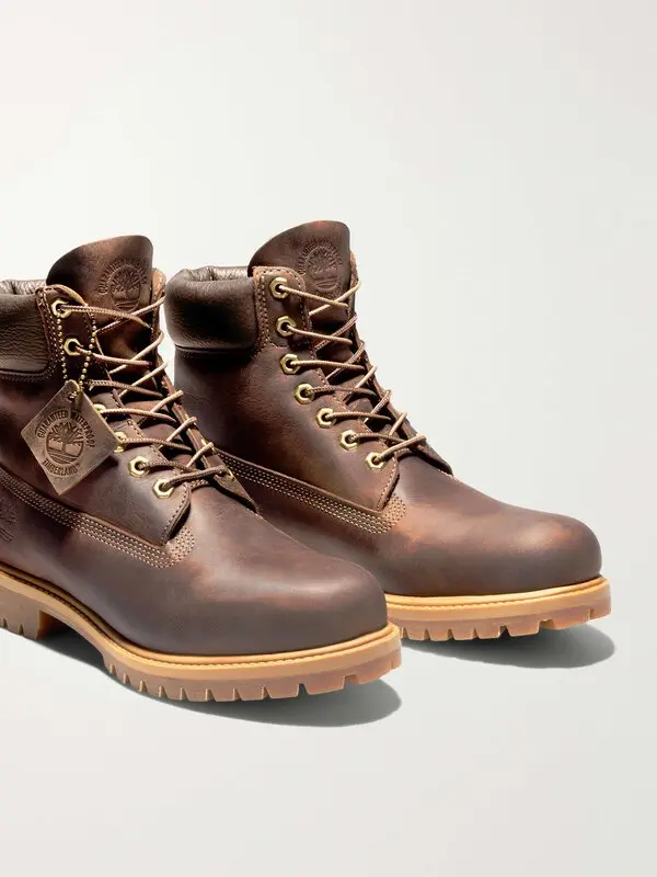 Timberland Premium 6-inch Distressed-effect Leather Lace-up Boots