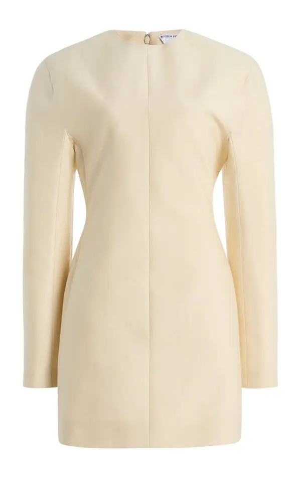 Bottega Veneta Tailored Silk-cotton Toile Mini Dress - Off-white