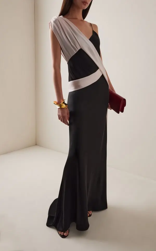 Alejandra Alonso Rojas Draped Satin Slip Gown