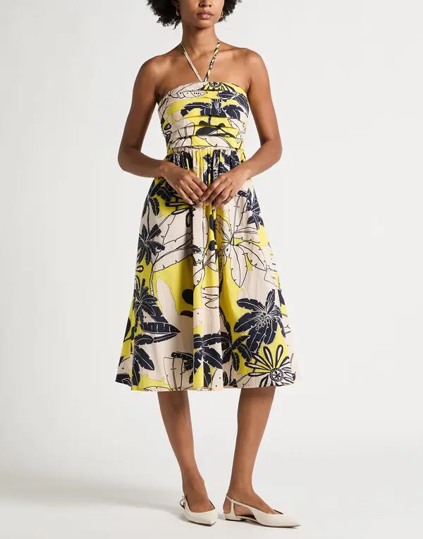 TWINSET Halterneck Tropical Print Midi Dress