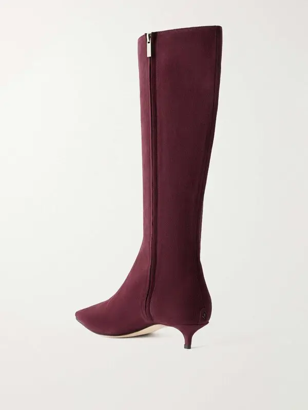 JIMMY CHOO Amis 35 Suede Knee High Boots - Burgundy