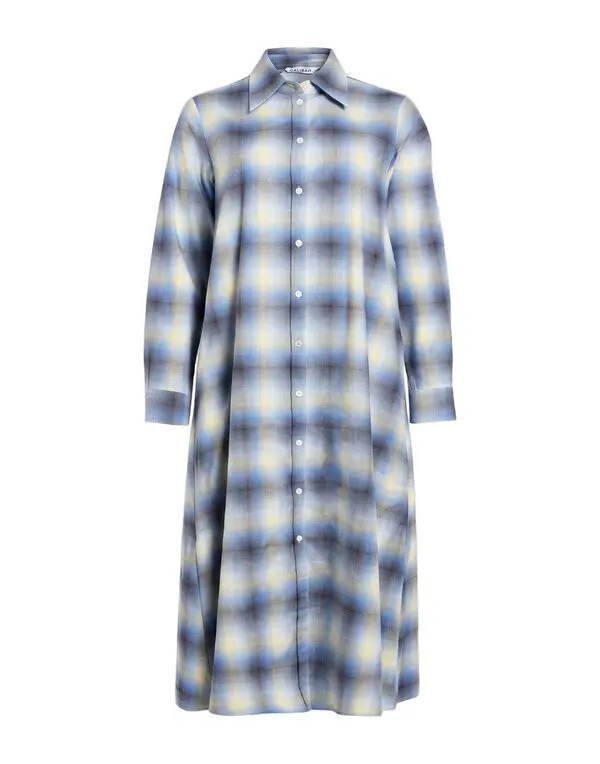 CALIBAN Checked Cotton Midi Shirt Dress