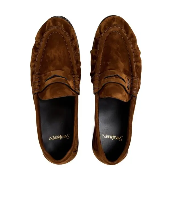 Saint Laurent Le Cassandre Penny Suede Loafers