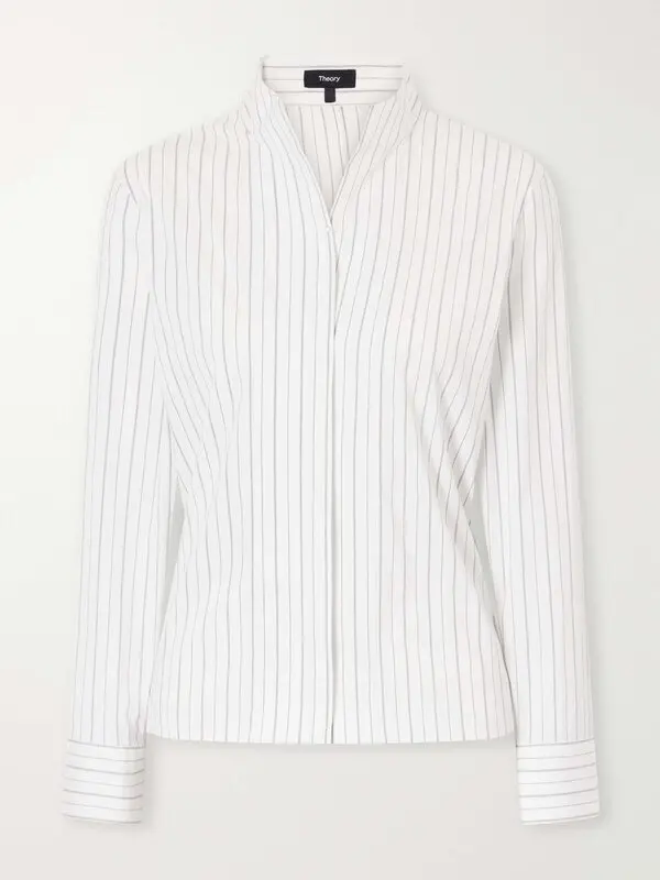 Theory Striped Cotton-blend Poplin Shirt