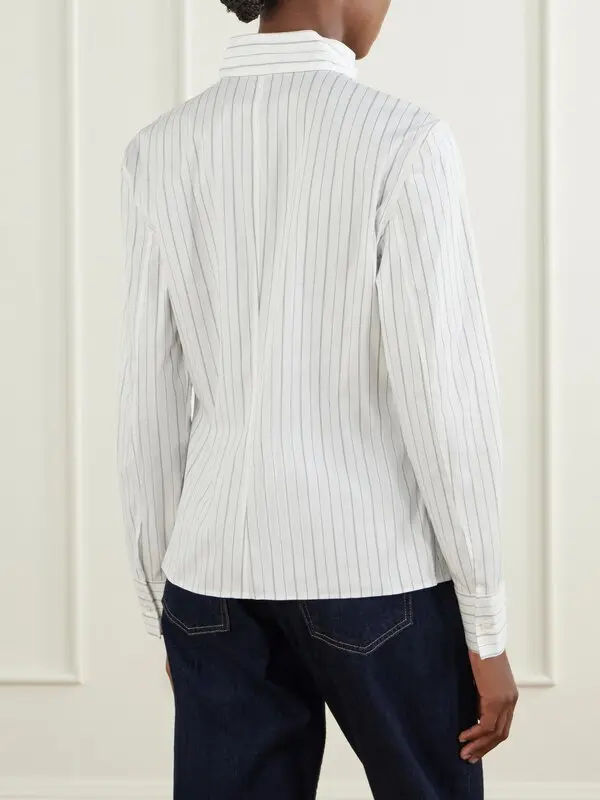 Theory Striped Cotton-blend Poplin Shirt - White