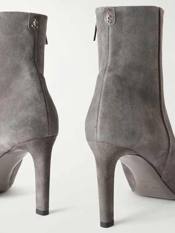 JIMMY CHOO Frankie 85 Suede Ankle Boots - Gray
