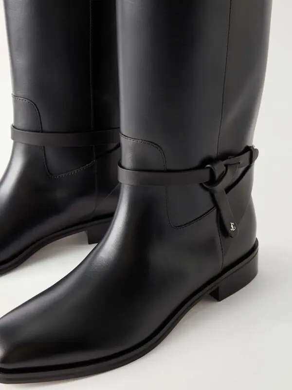 JIMMY CHOO Lawton Knotted Leather Knee Boots