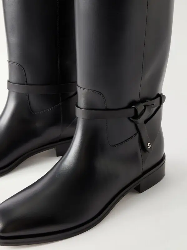 JIMMY CHOO Lawton Leather Knee Boots - Black