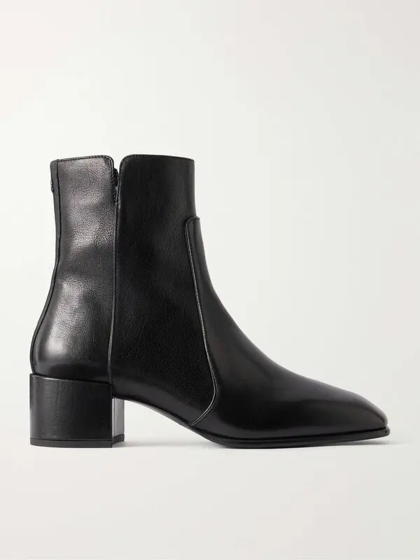 JIMMY CHOO Eliot 45 Full-grain Leather Ankle Boots - Black