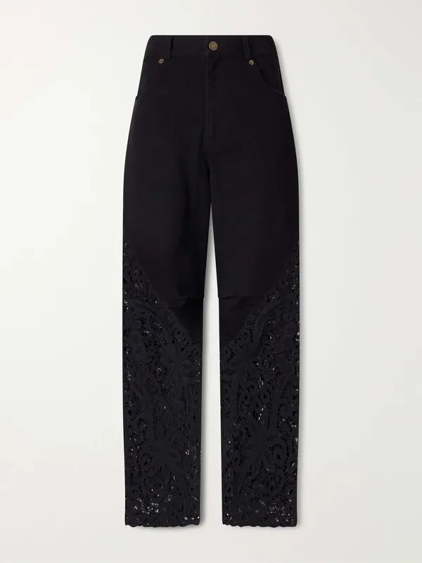 Sea Shiloh Embroidered Barrel-leg Jeans - Black