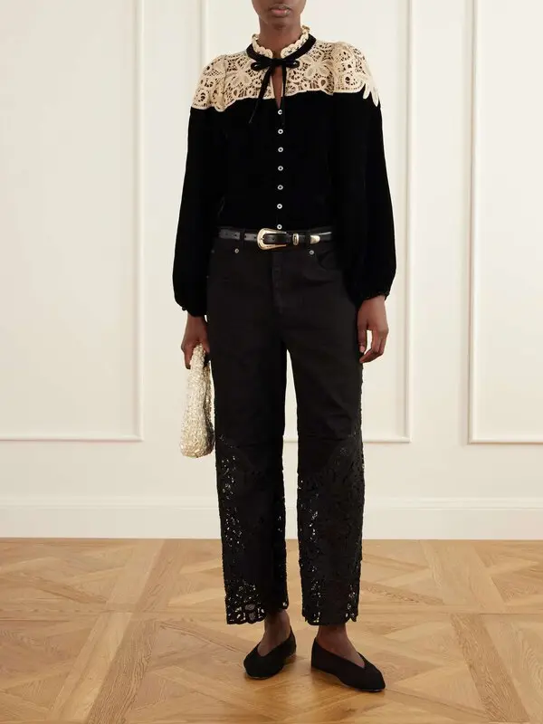 Sea Shiloh Embroidered Barrel-leg Jeans