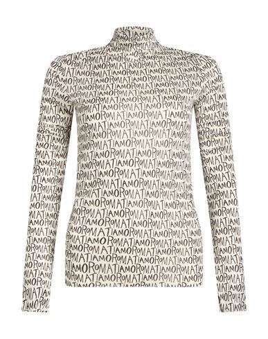 ALYSI Long Sleeve Modal And Wool Blend Top With All-over Print - Ivory
