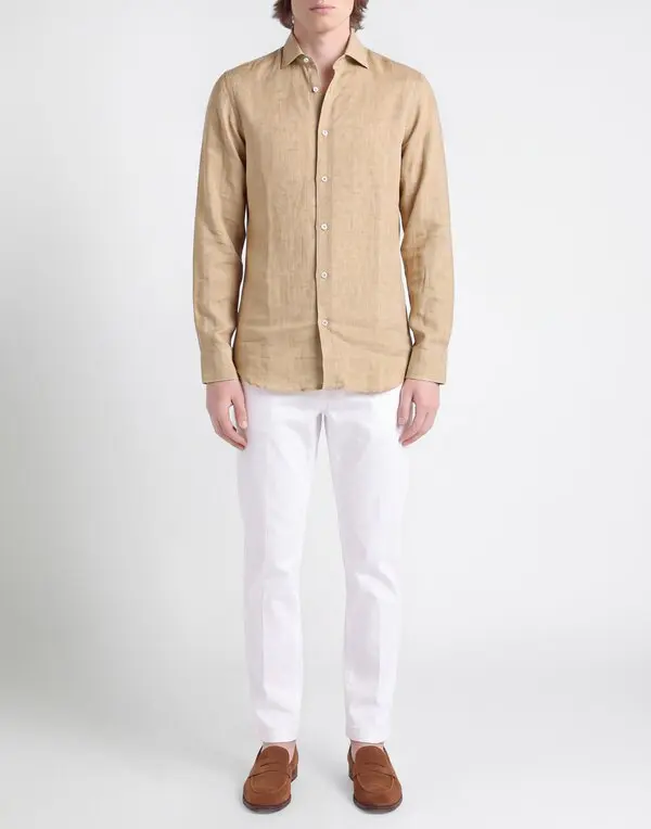 MOORER Shirt Sand Size Linen