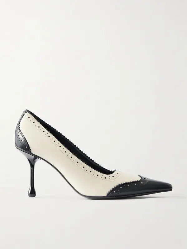 JIMMY CHOO Ixia 80 Two-tone Leather Pumps - White