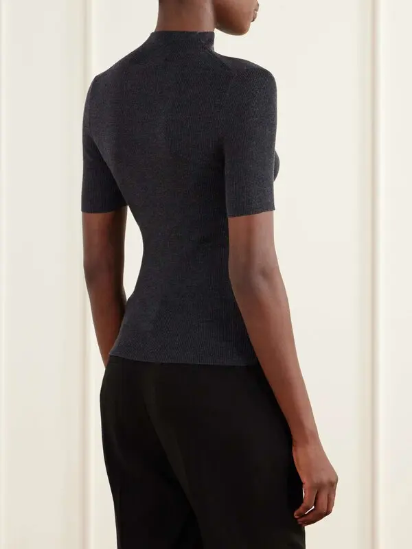 Theory Leenda Ribbed Merino Wool Turtleneck Sweater